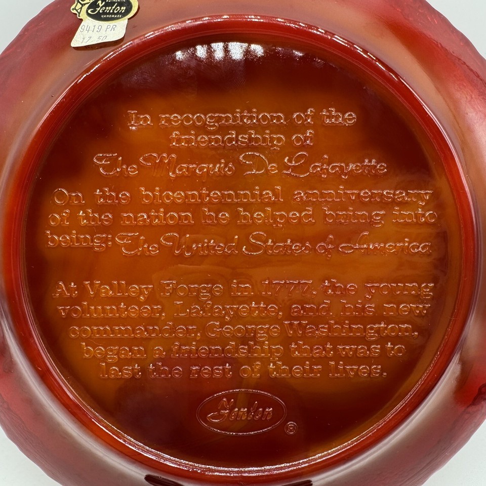 1976 Fenton Slag Glass Red Plate Washington At Valley Forge Original ...