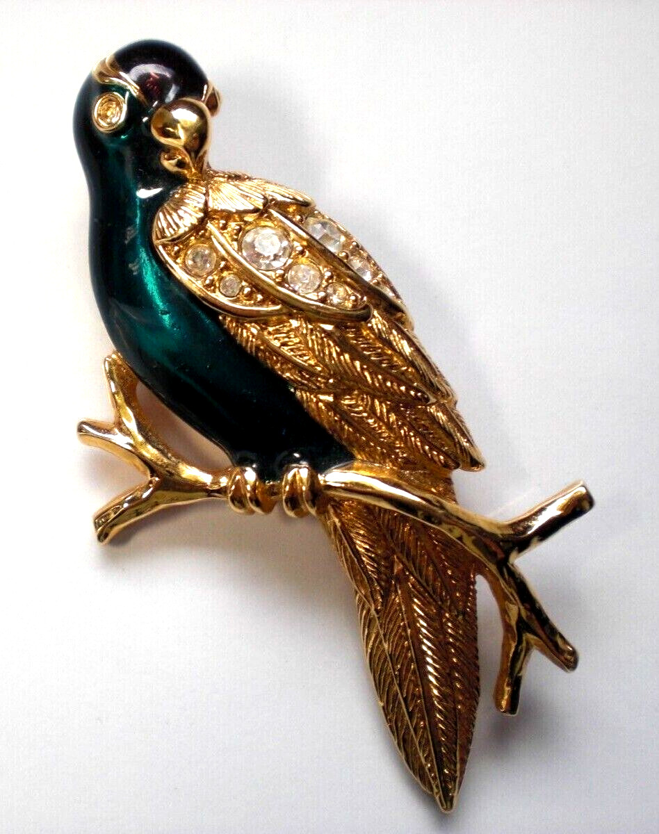 Rare Collectable Vintage Signed Parrot Brooch Enamel … - Gem