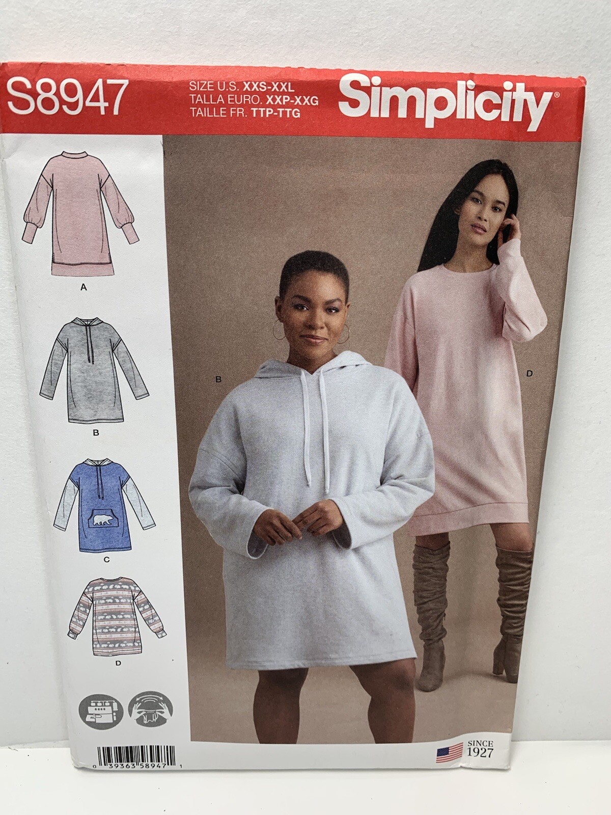 Simplicity 8947 Misses Sweatshirt Mini Dress Sewing Pattern 4-26 *Uncut ...