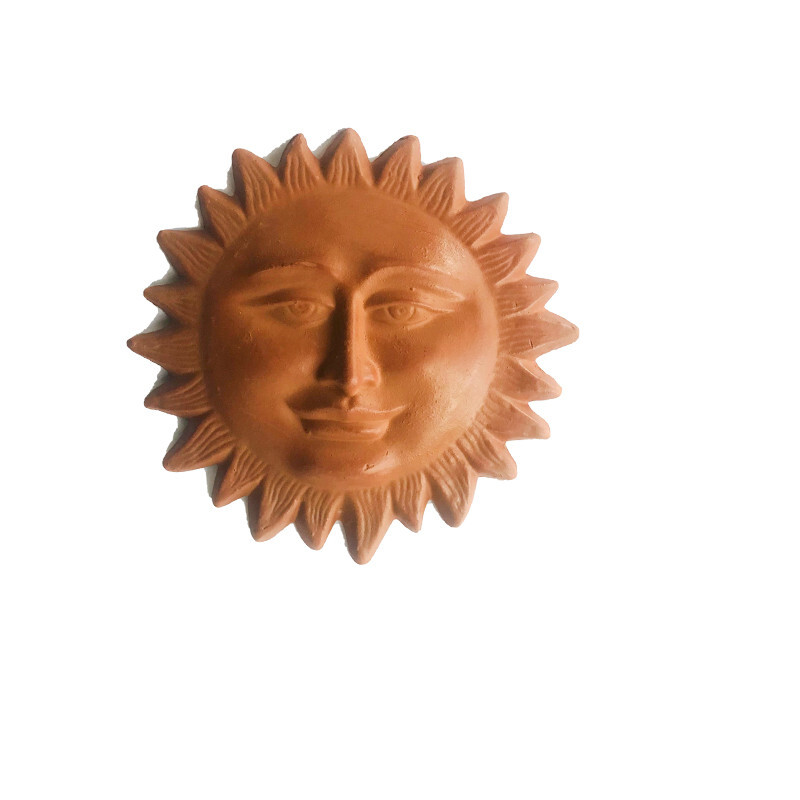 Terracotta Sun Face Clay Handmade Sculpture Hanging Wall Art Home Decor ...