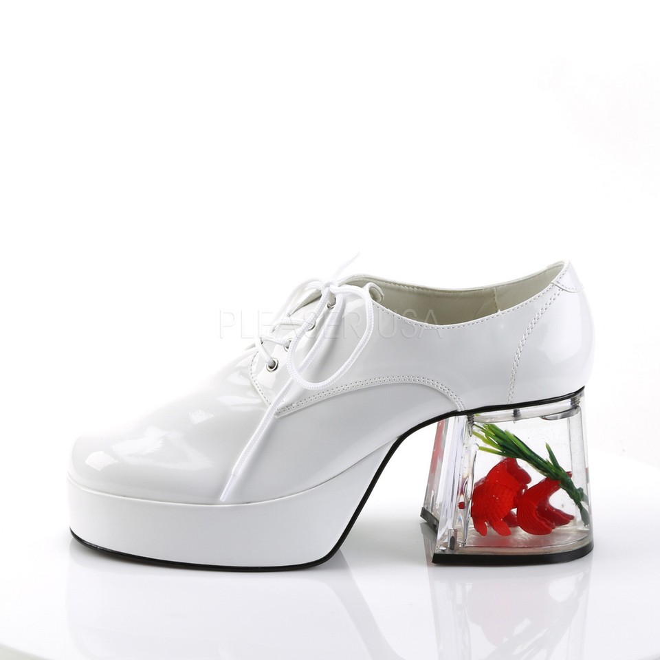 PIMP02/W Men's White Platform Disco Pimp Mac Daddy Goldfish Heel ...