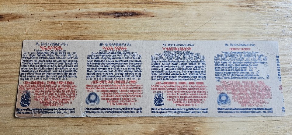 1949 Bowman Uncut Panel Of 4. Warren Spahn HoF | eBay