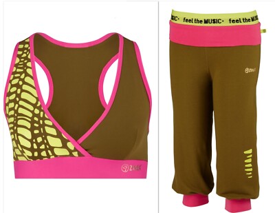 ZUMBA Feel the Music Capri Sweat DANCE PANTS AND SPORTS BRA Signature ...
