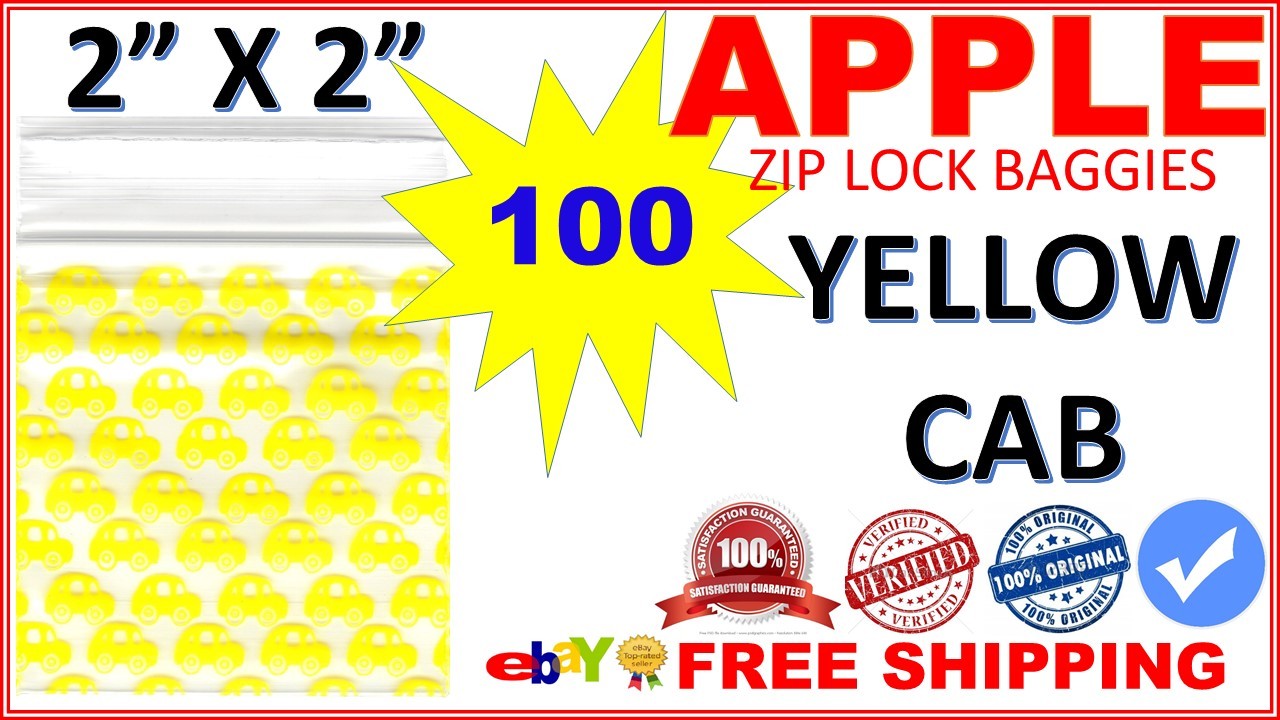 APPLE Baggies 2020 Apple 100 Mini ZIPPER Bags PRINTED Design 2" X 2 ...