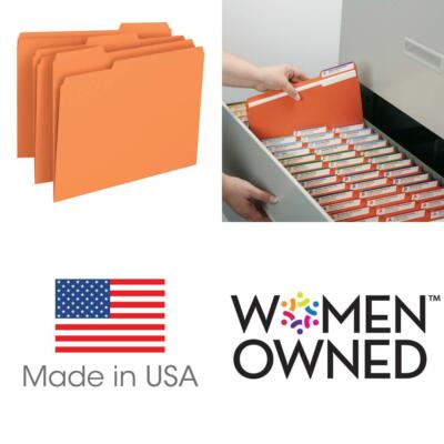 Smead File Folder, 1/3-Cut Tab, Letter Size, Orange, 100 per Box (12543 ...
