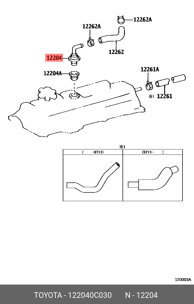 Genuine OE valve sub-assy, ventilation, 122040C030 for TOYOTA 12204 ...