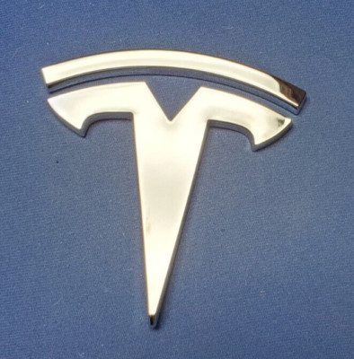 TESLA MODEL S REAR DECKLID EMBLEM GENUINE OEM CHROME "T" BADGE used | eBay