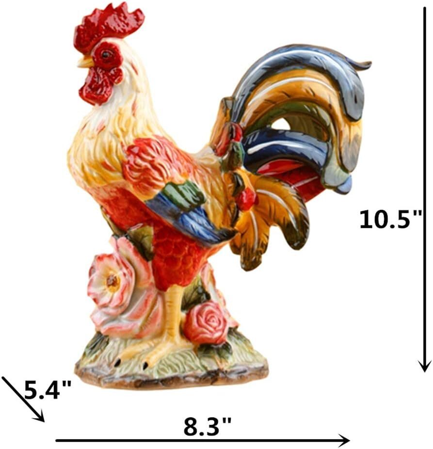 Large Hand-Painted Ceramic Rooster Statue (3D) - Home Decor, Farmhouse ...