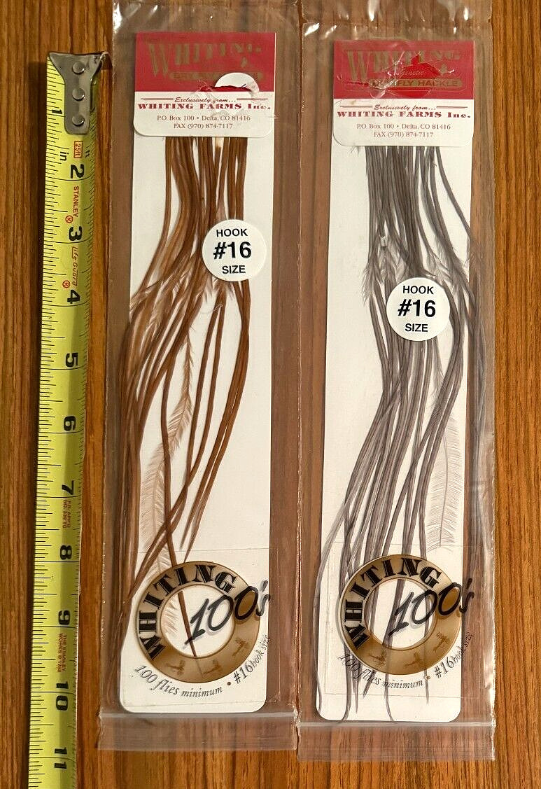 2 Whiting 100's Hackle Packs, Size 16, Brown & Medium Dun, Fly Tying ...