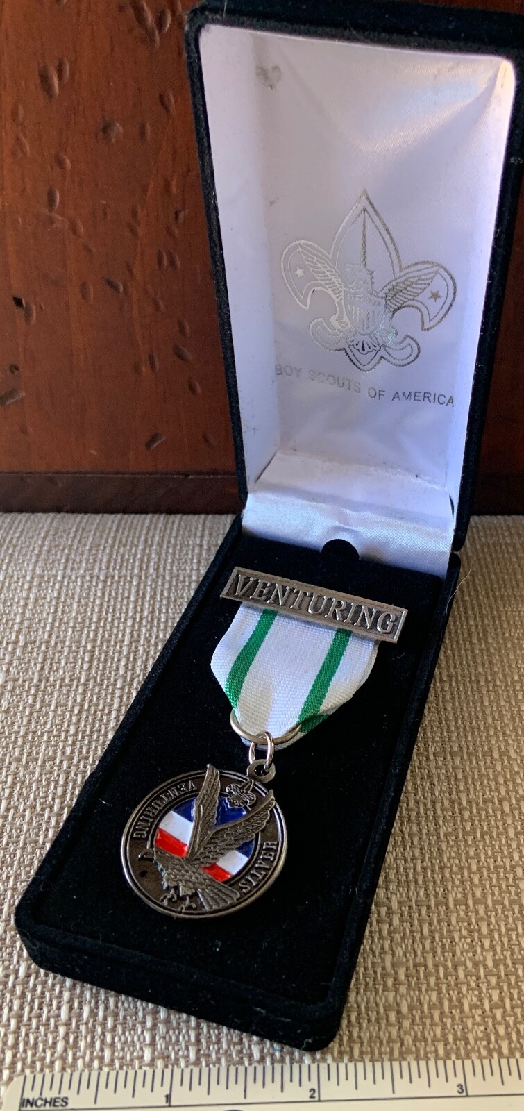 NOS VENTURING Boy Scout SILVER AWARD MEDAL & CASE BSA Award Badge Eagle | eBay