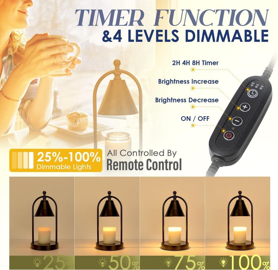 Candle Warmer Lamp with Timer, Electric Black Candle Warmer Light for ...