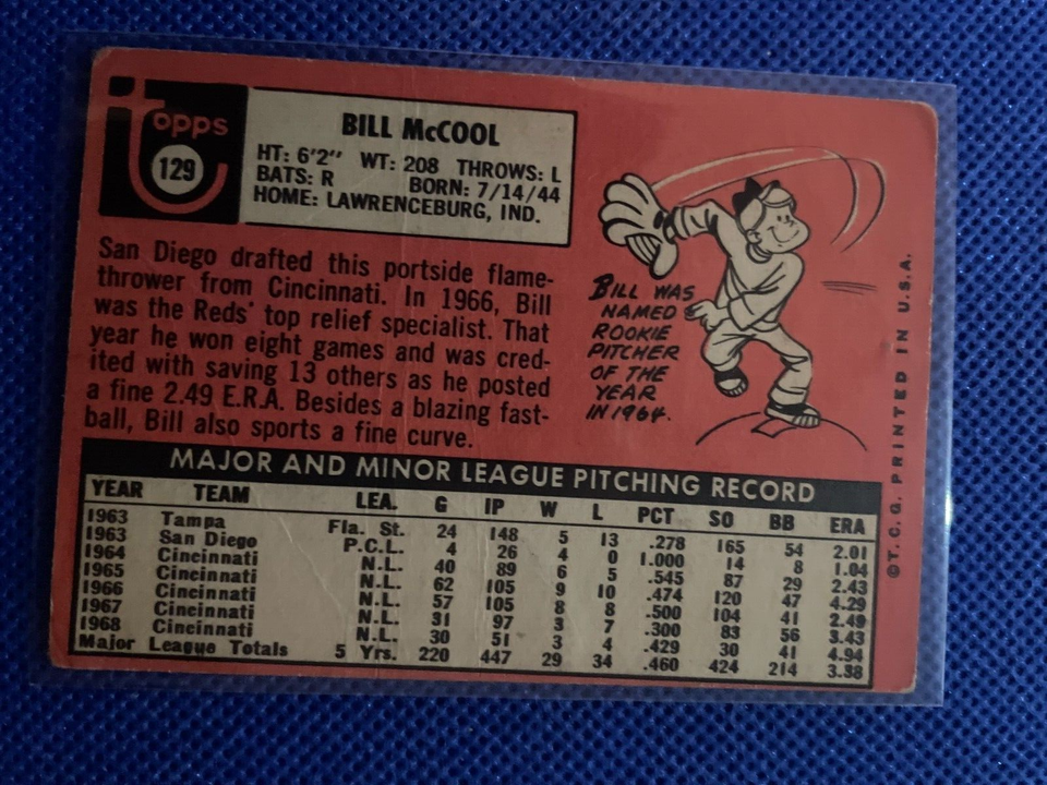 1969 TOPPS # 129 BILL McCOOL | eBay