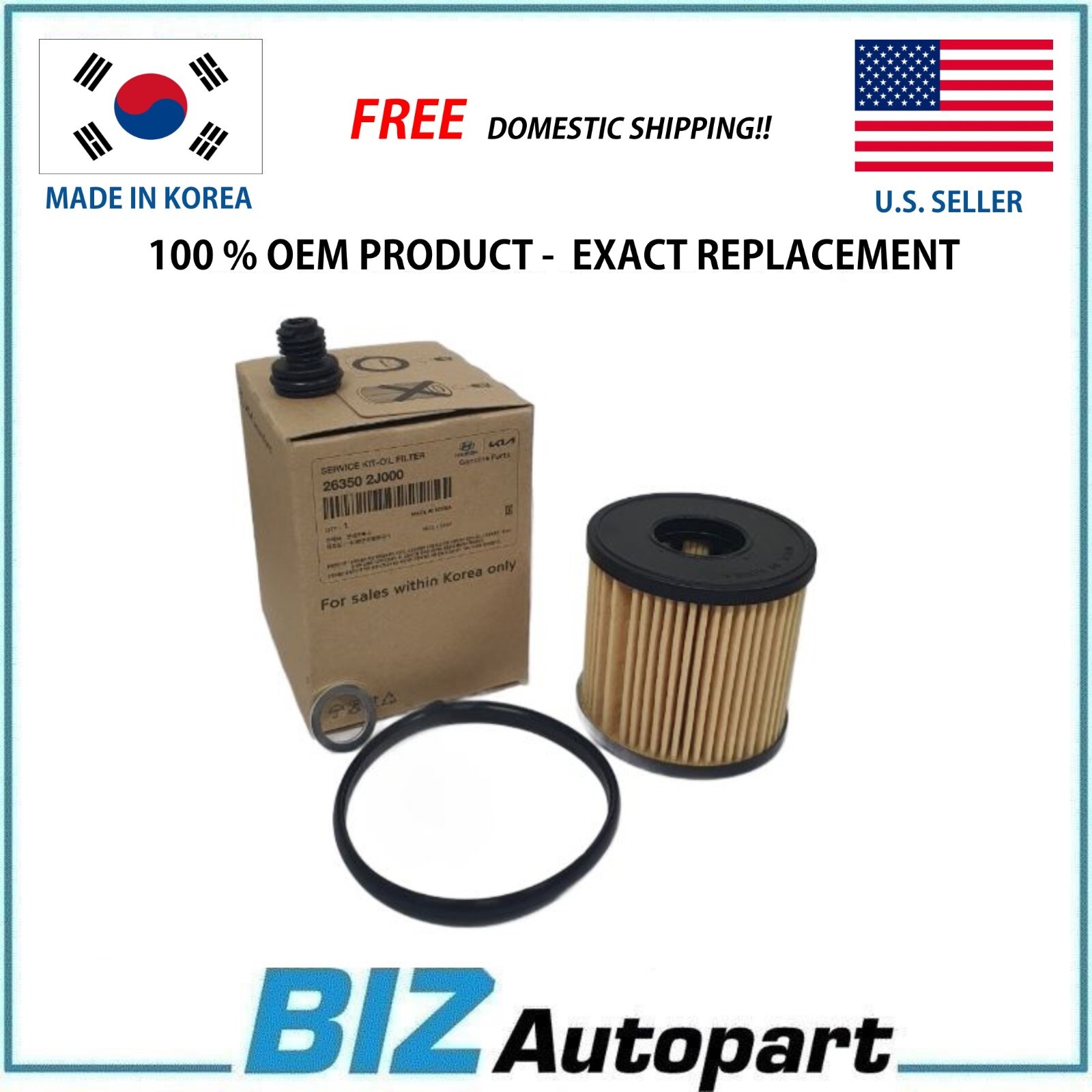 GENUINE!! OIL FILTER KIT FOR HYUNDAI 21-23 ELANTRA KONA SONATA 2.0L ...
