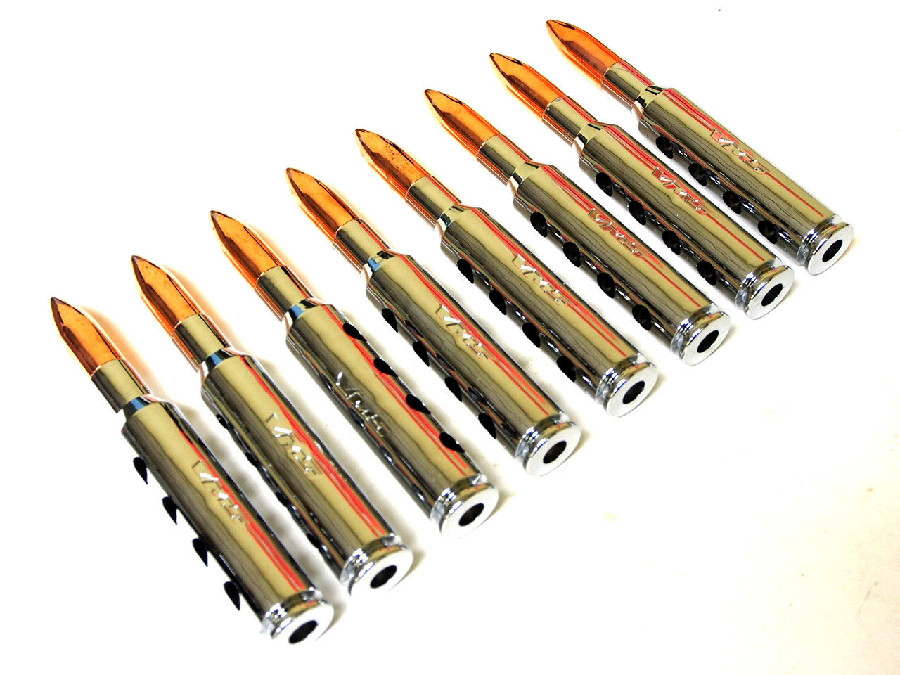 QTY 8 .50 CALIBER AMMO BULLET SPARK PLUG WIRE SEPARATORS DIVIDER CHROME ...