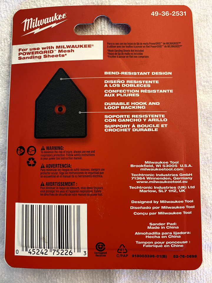 MILWAUKEE M12 FUEL 49-36-2531 ORBITAL DETAIL SANDER PAD | eBay