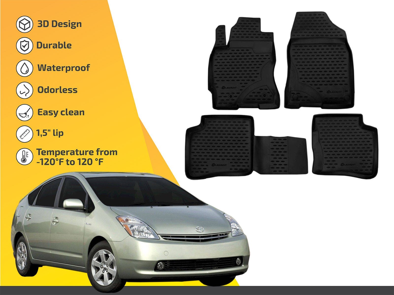 Custom Floor Liners Mats Tray For Toyota Prius 2003-2009 Full Set | eBay
