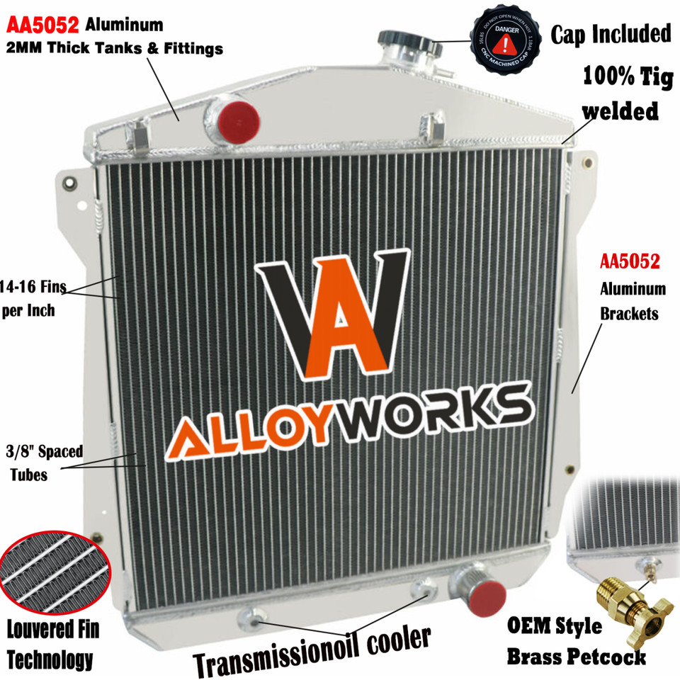 4 Row Aluminum Radiator Fit 1943-1948 Chevy Fleetline DR BL BN DJ BG 3 ...