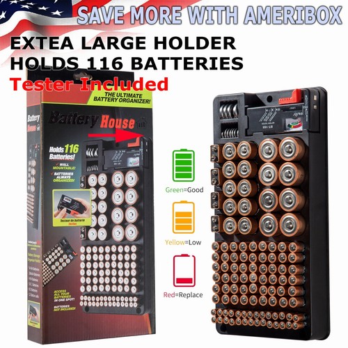 Battery Storage Organizer Case with Removable Tester for AAA AA 9V C D ...