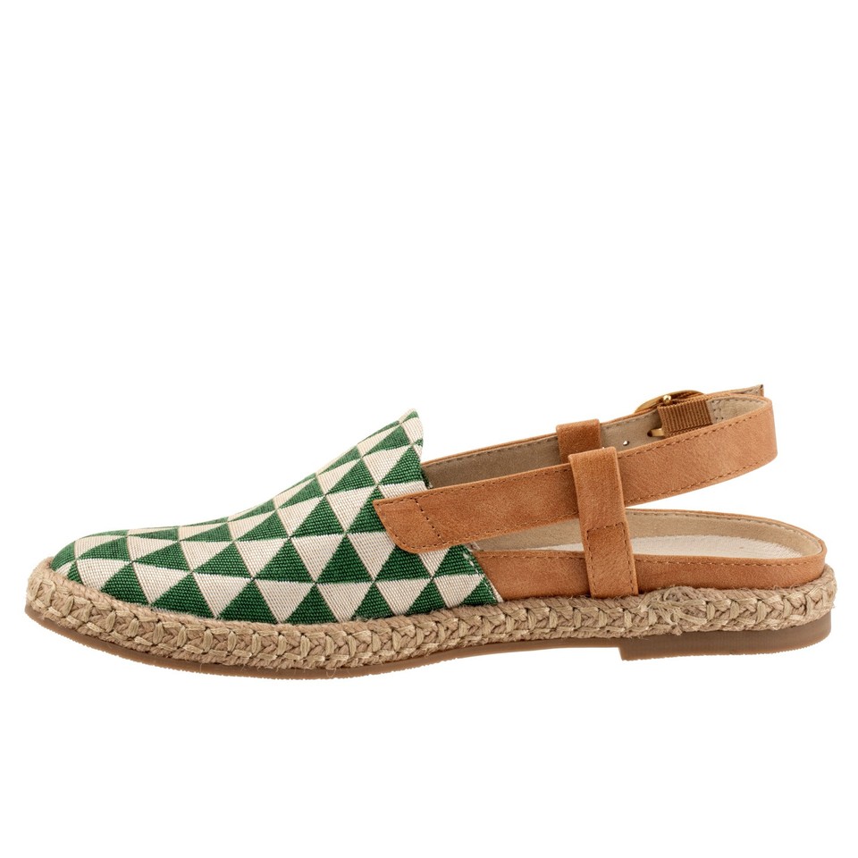 Trotters Paisley T2414-318 Womens Green Canvas Slingback Flats Shoes | eBay