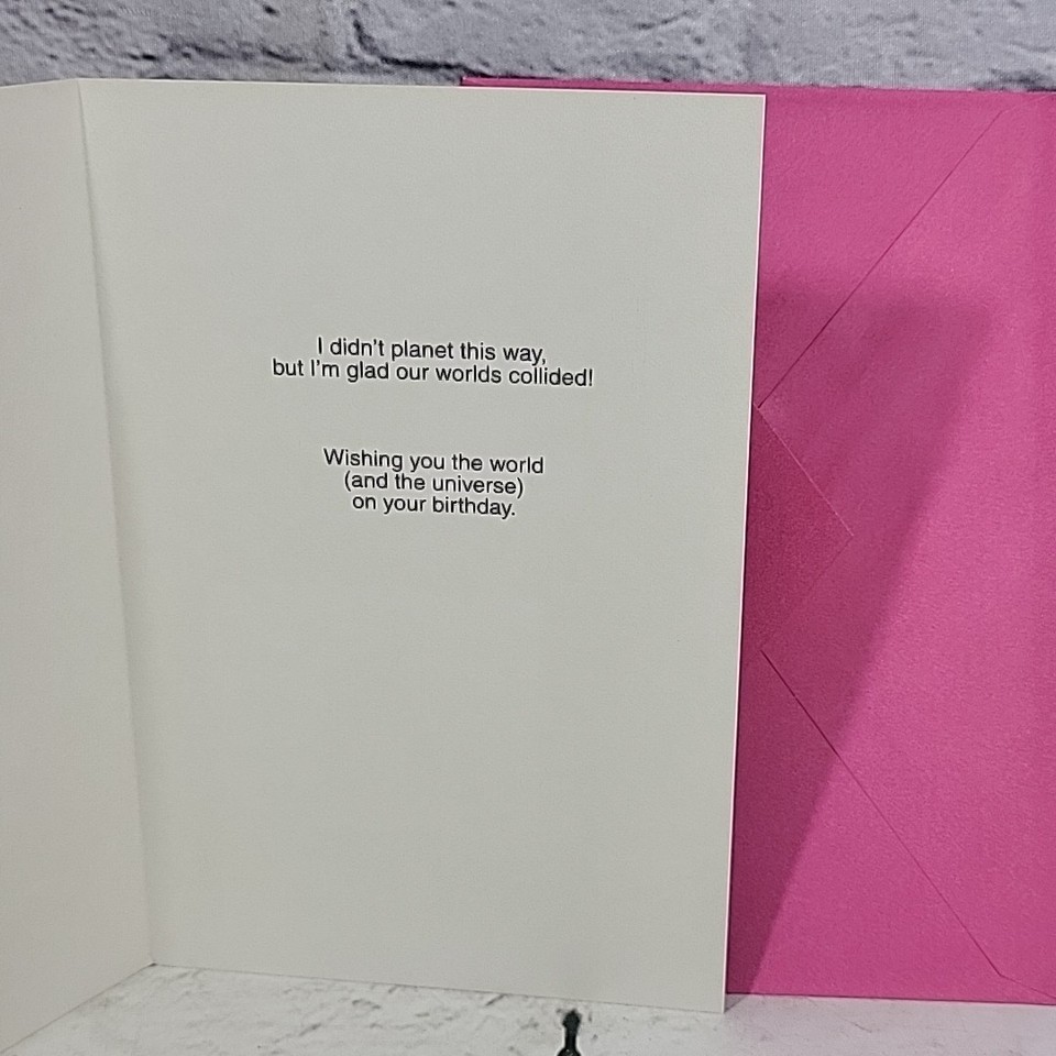 Winking Moon Press Birthday Card Space Galaxy Themed Im Glad Our Worlds ...