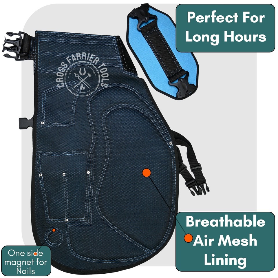 Blue Farrier Tool Kit with Apron – 15” Nail Cutter, Clincher, Rasp ...