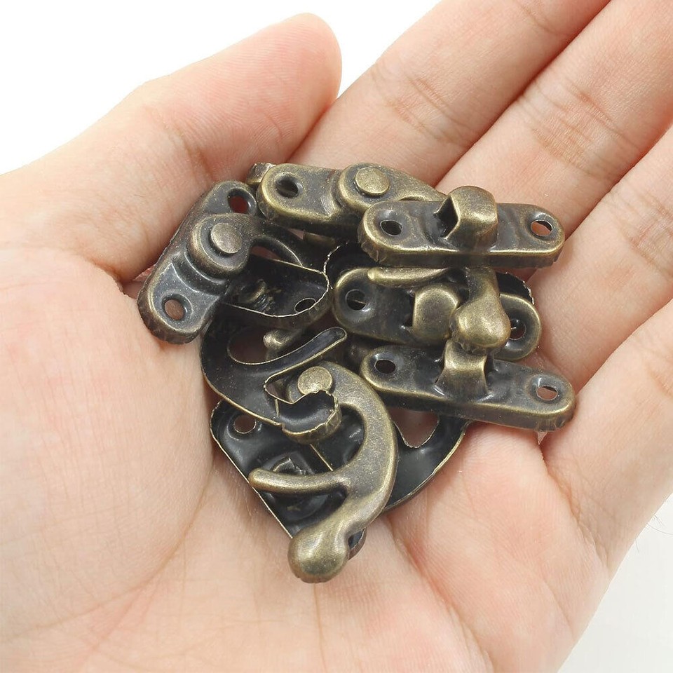 10pcs Mini Antique Lock Clasp Swing Arm Latch + Screws for Wooden ...