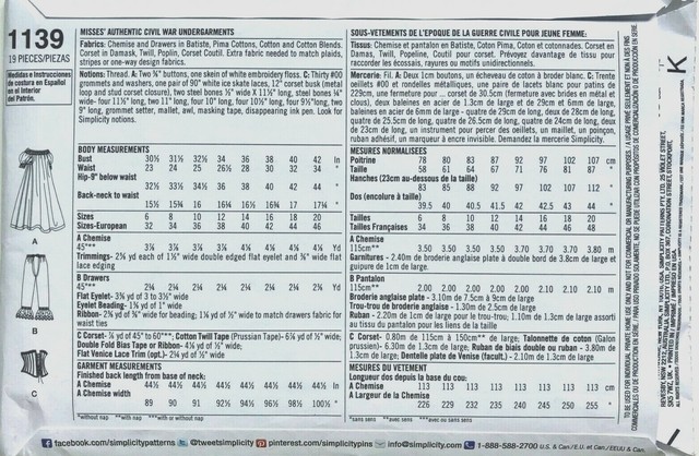 Civil War Underwear Simplicity 1139 HH Pattern Size 6 - 12 for sale ...