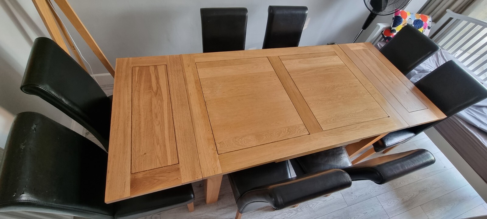 used extendable oak dinning table and 8 chairs | eBay UK