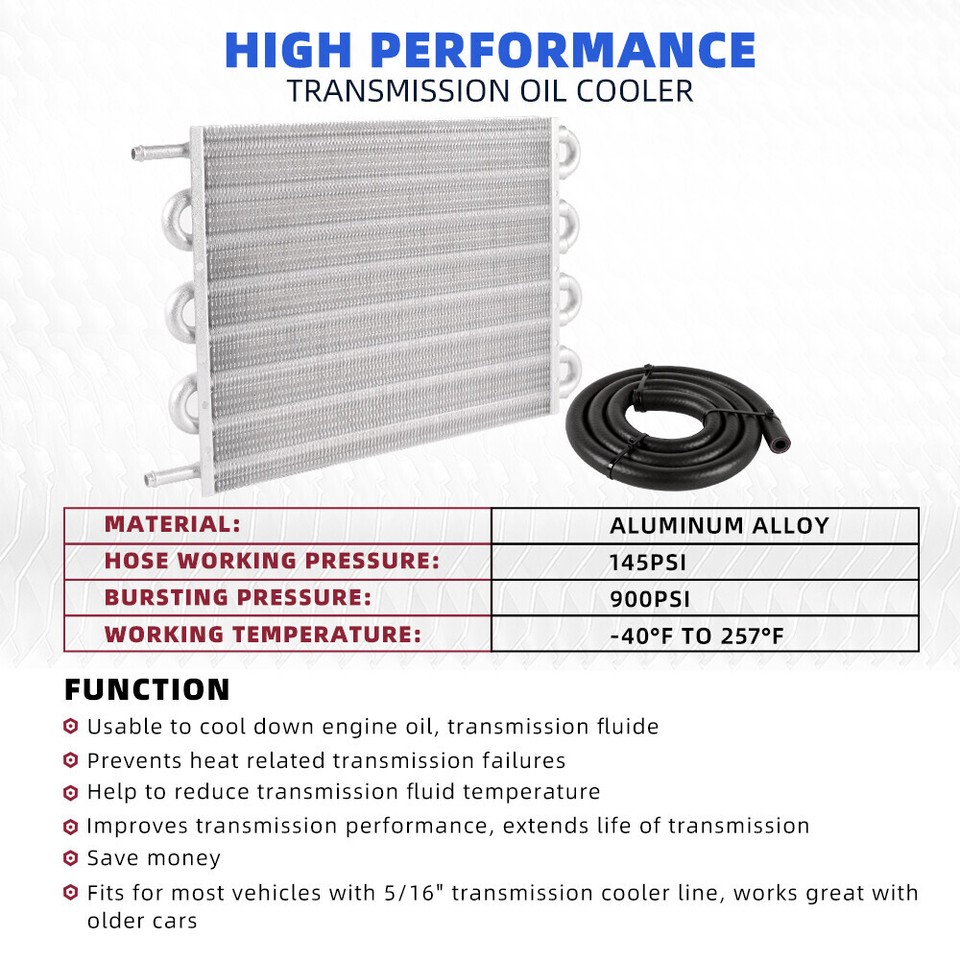 8 Rows Universal Aluminum Remote Transmission Oil Cooler Radiator ...