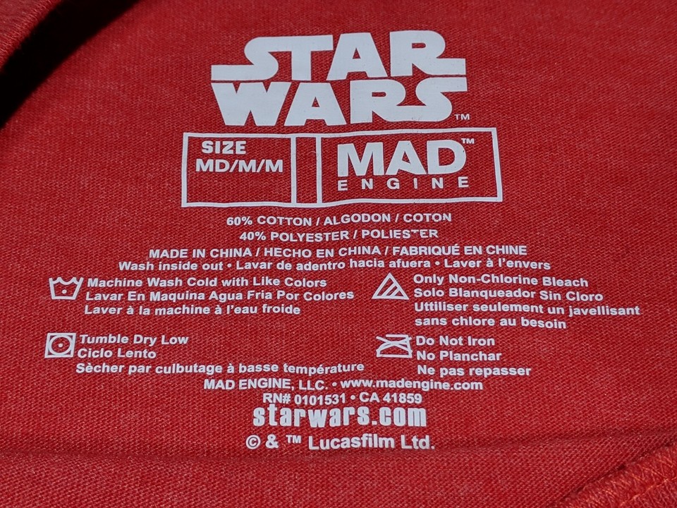 MAD ENGINE Men's Red STAR WARS Graphic Crew Neck Short Sleeve T-Shirt ...