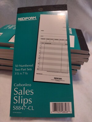 Rediform Carbonless Sales Slips Receipt Books 3.75 " X 2.875" 10 pack ...