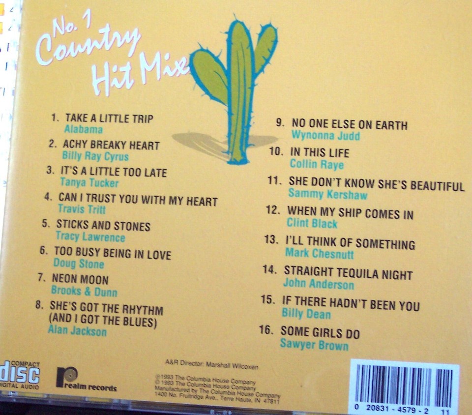 NO. 1 COUNTRY HIT MIX (CD,1993,Realm) Alabama, Alan Jackson, Tanya ...