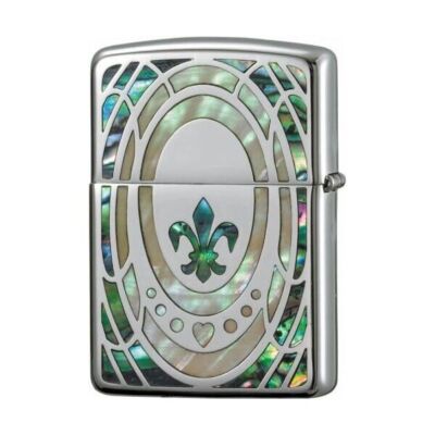 Zippo Armor Case Inlay Shell Grande Lily Diano Silver Brass Lighter ...