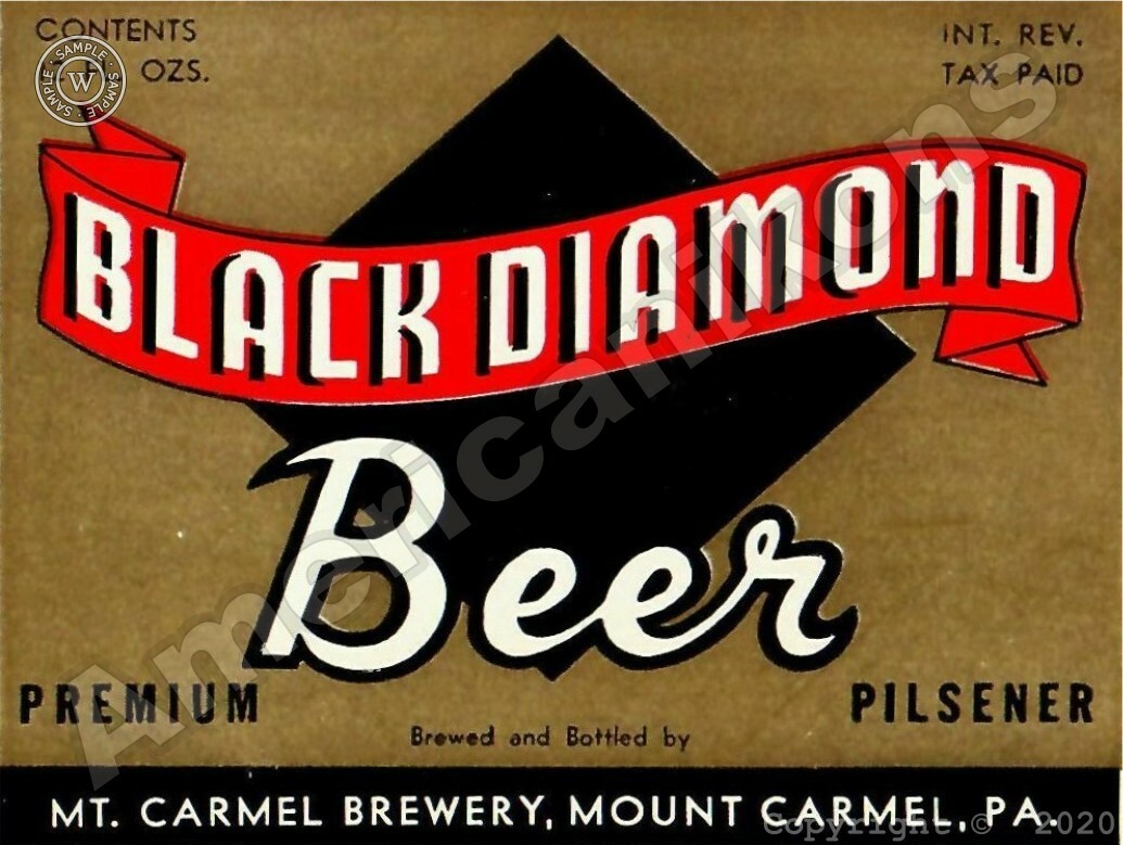 Black Diamond Beer NEW Metal Sign: Mt. Carmel Brewery - Mt. Carmel ...