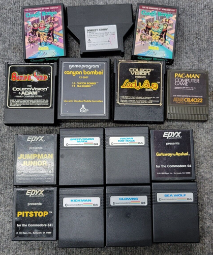Lot of 15 Commodor 64,Atari, And Texas Instruments Game Cartridges | eBay