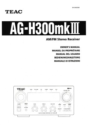 Operating Instructions For Teac AG-H300 MK3 | eBay