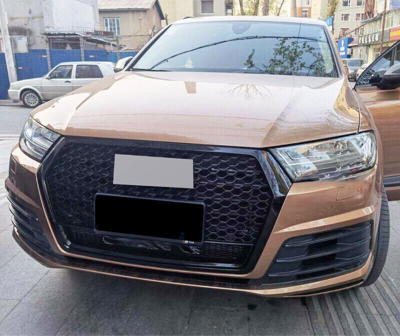 For 2016 2017 2019 Audi Q7 Grille Honeycomb Mesh RSQ7 Style Grill Gloss ...