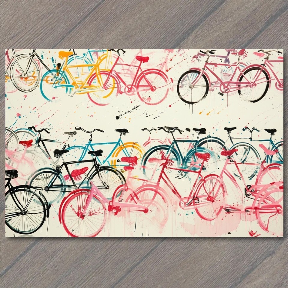 8.5x11" Bicycle Collage Riding Bikes Funny Cute Strange Wheels Fun Cute ...