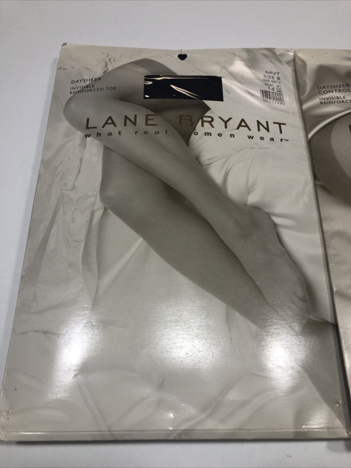 2- Lane Bryant Pantyhose Pair Size B Invisible Reinforced Beige Navy ...