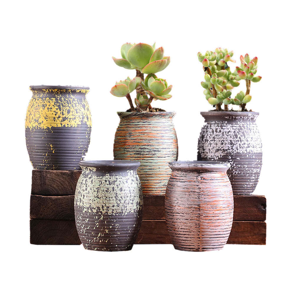 Ceramic Clay Pottery Pots Set Succulent Flower Planter Series 02(Style ...