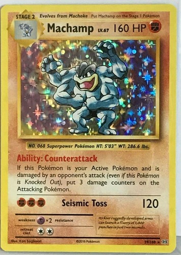 Machamp HOLO RARE 59/108 Pokemon TCG XY Evolutions Card NM Shiny foil ...