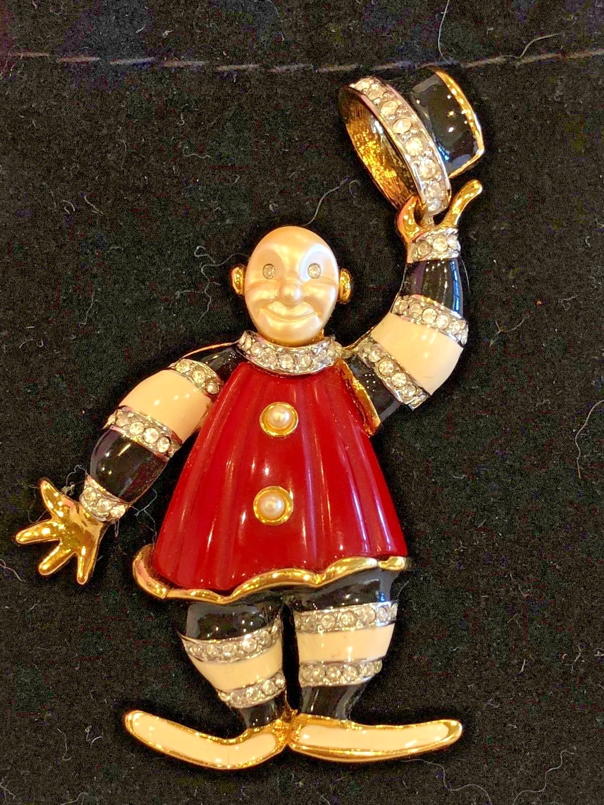 KJL VINTAGE KENNETH JAY LANE TIPSY CLOWN BROOCH PIN - Gem