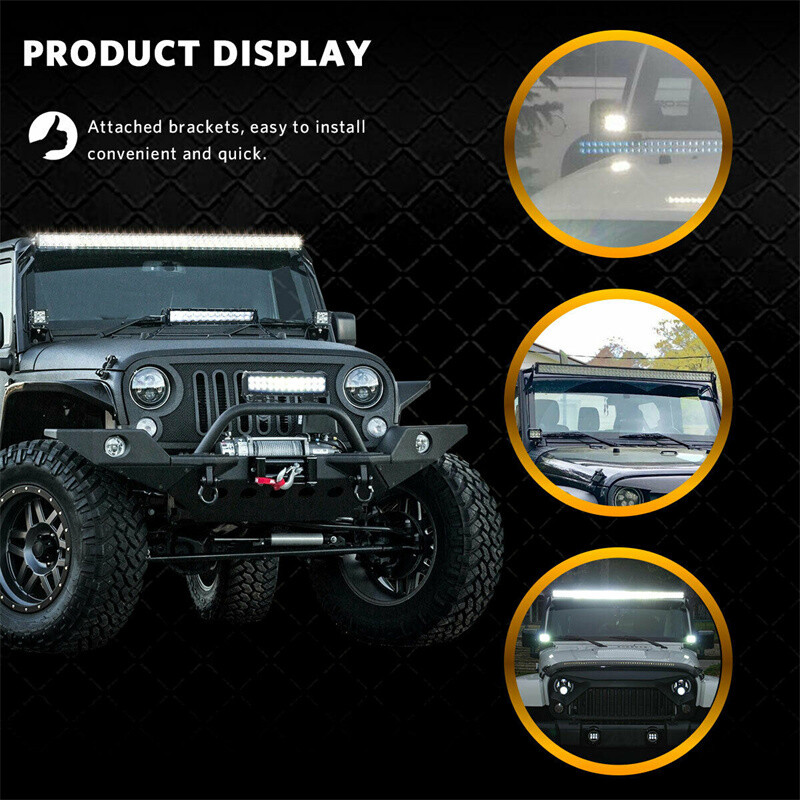 22" 1200W LED Light Bar Spot Flood Combo + 4x 4" Pods Offroad Fog ...