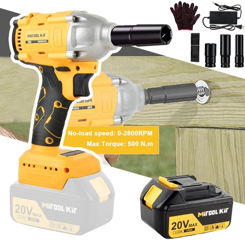 Cordless Electric Impact Wrench Gun 1/2" High Power Driver with Li-ion ...