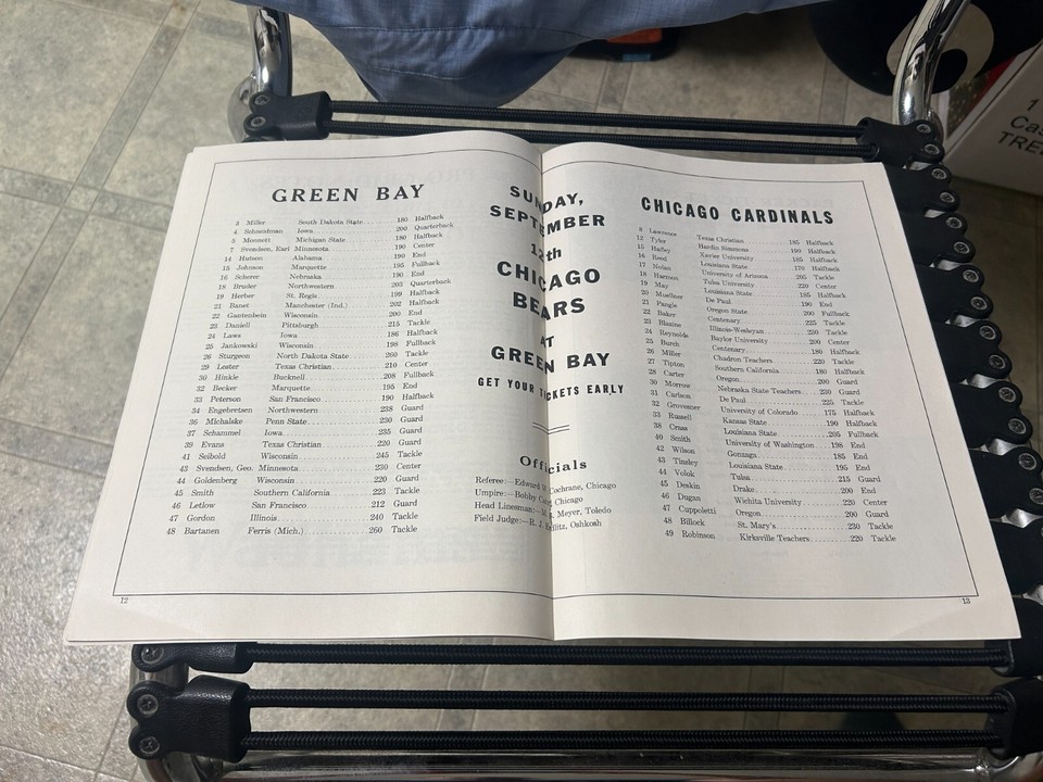 original 1937 GREEN BAY PACKERS v CHICAGO CARDINALS NFL FOOTBALL GAME ...