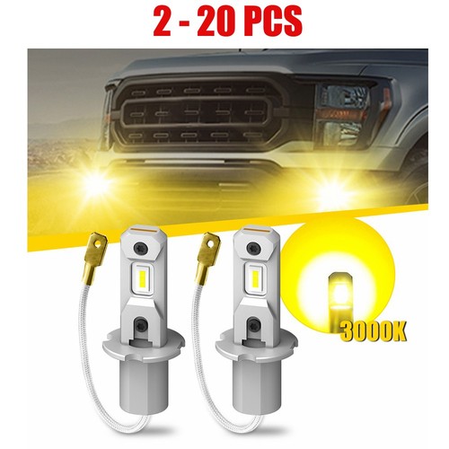 3000K 2-20X Bright H3 10000LM New Light LED Bulbs Fog Lamp Fit DRL Plug ...