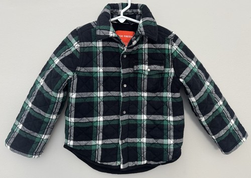 Joe Fresh Toddler 4 Boy Green/Black Plaid Quilted Jacket Snap Front | eBay