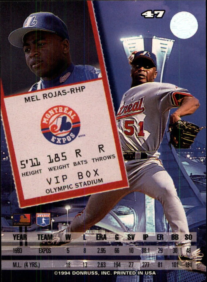 1994 Leaf Montreal Expos Baseball Card #47 Mel Rojas | eBay