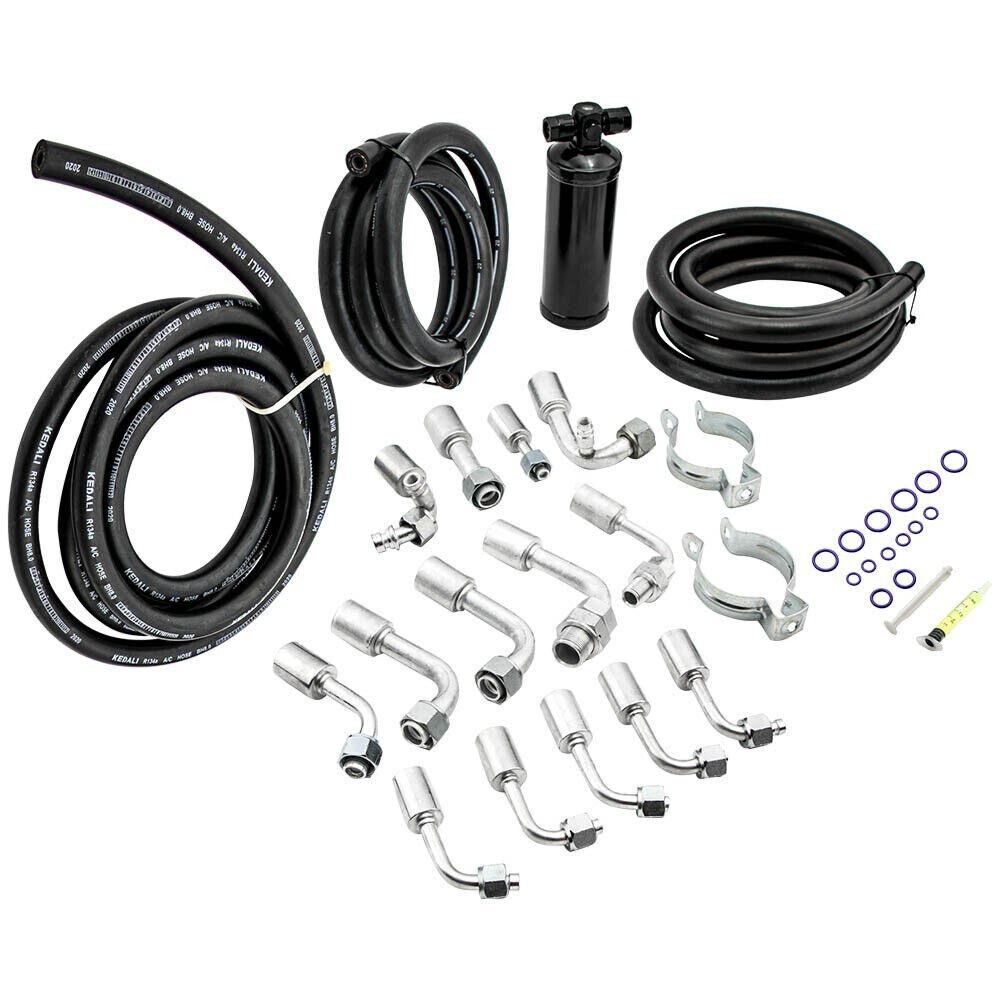 AC Air Conditioning Hose Kit O-Ring Fittings Drier Extra Long A/C Hose ...