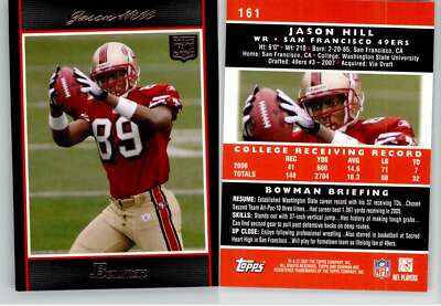 Jason Hill 2007 Bowman #161 Washington St 49ers RC Rookie | eBay